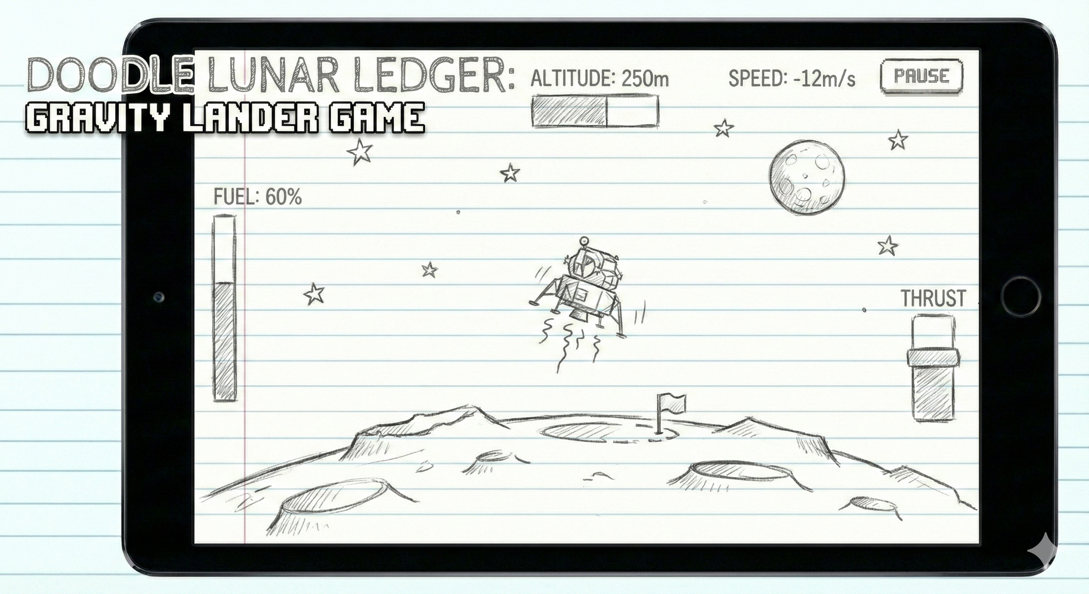 DOODLE Lunar Ledger GRAVITY LANDER GAME – AOP3D tech