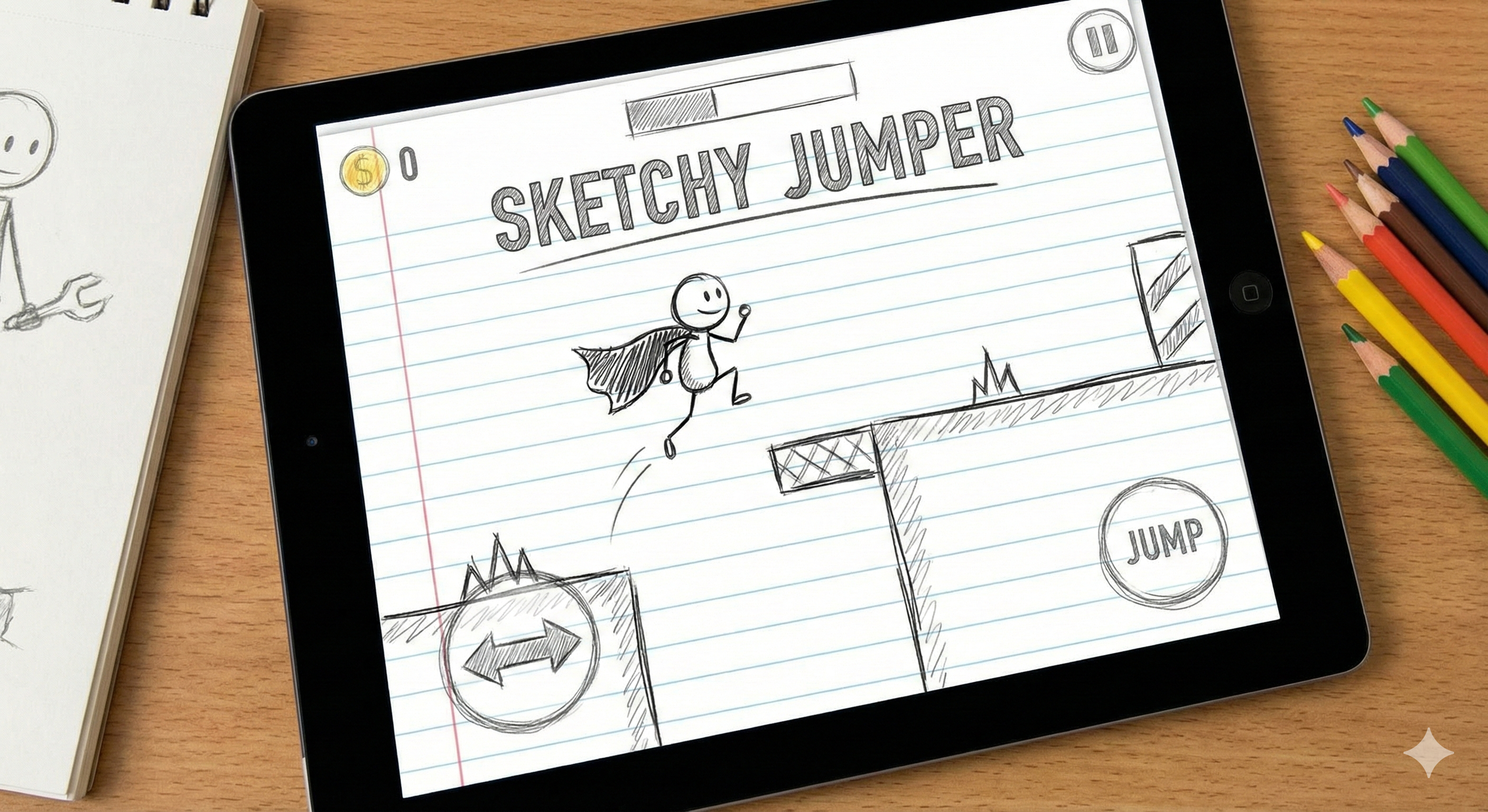 Sketch Jump VERTICAL PLATFORMER game – AOP3D tech