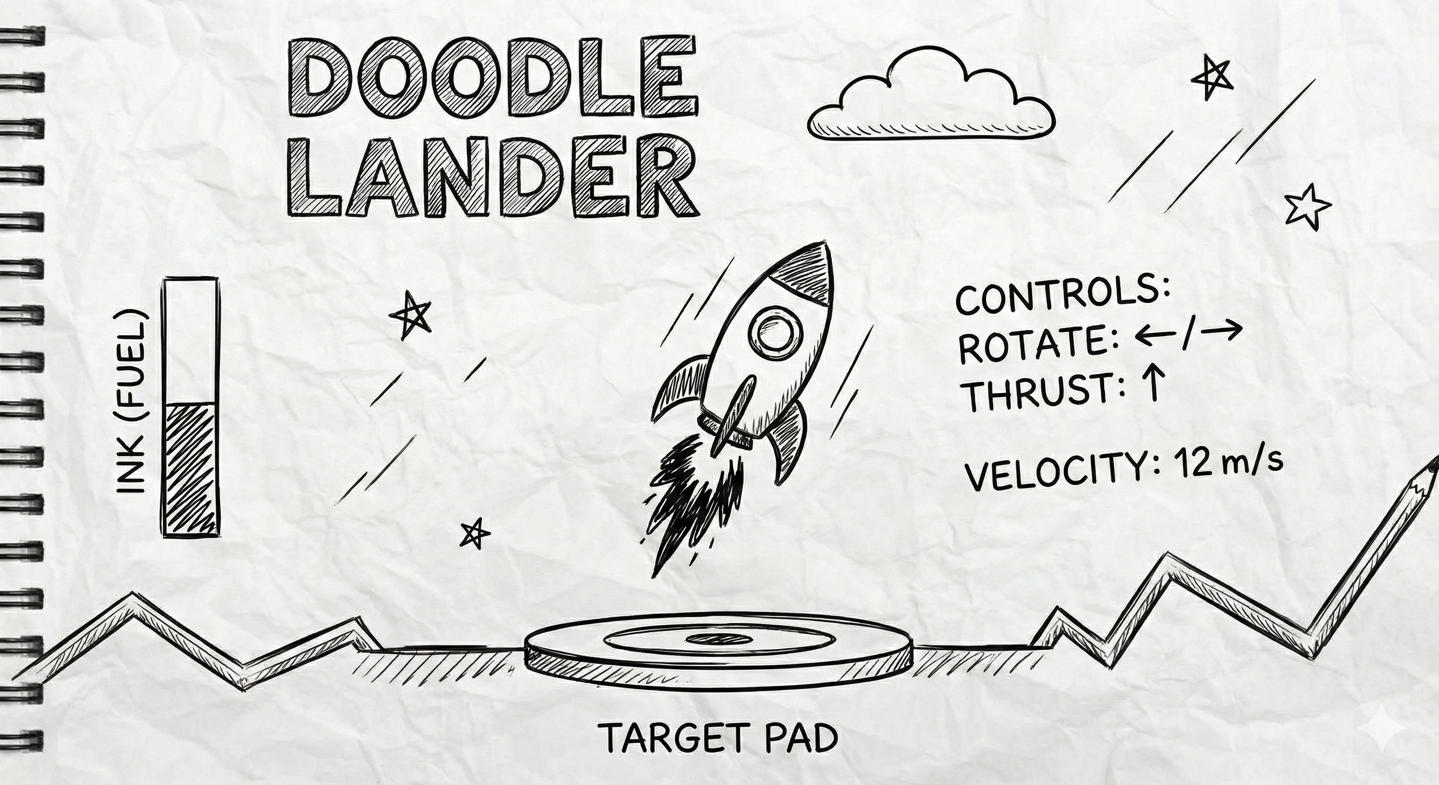 Doodle Lander PHYSICS FLIGHT game – AOP3D tech